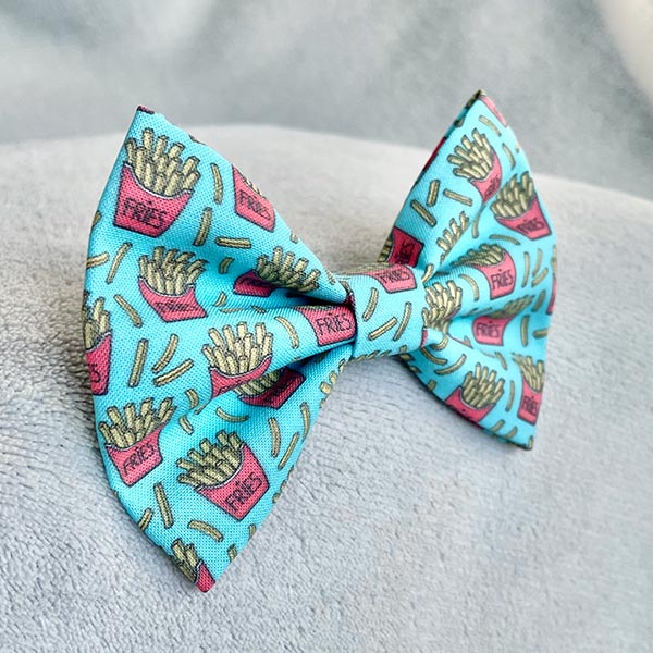 French Fries Dog Bow Tie, Feed Me Fries Handmade in the UK – Roxy’s Threads